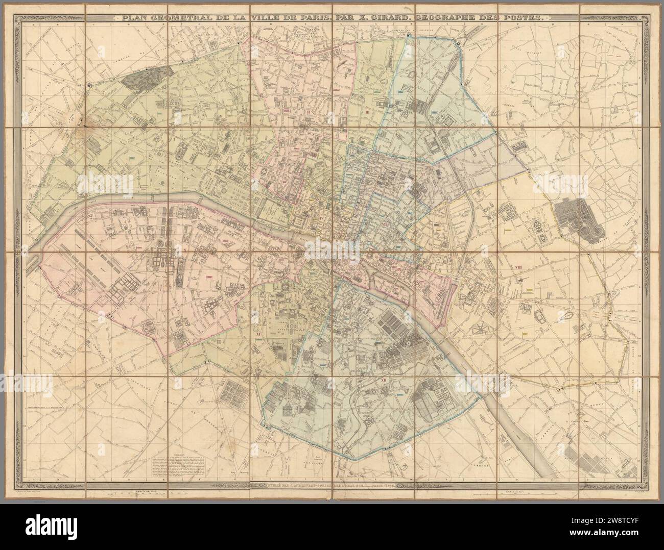 Xavier Girard, Plan geometral de la ville de Paris, 1845 Stock Photo ...
