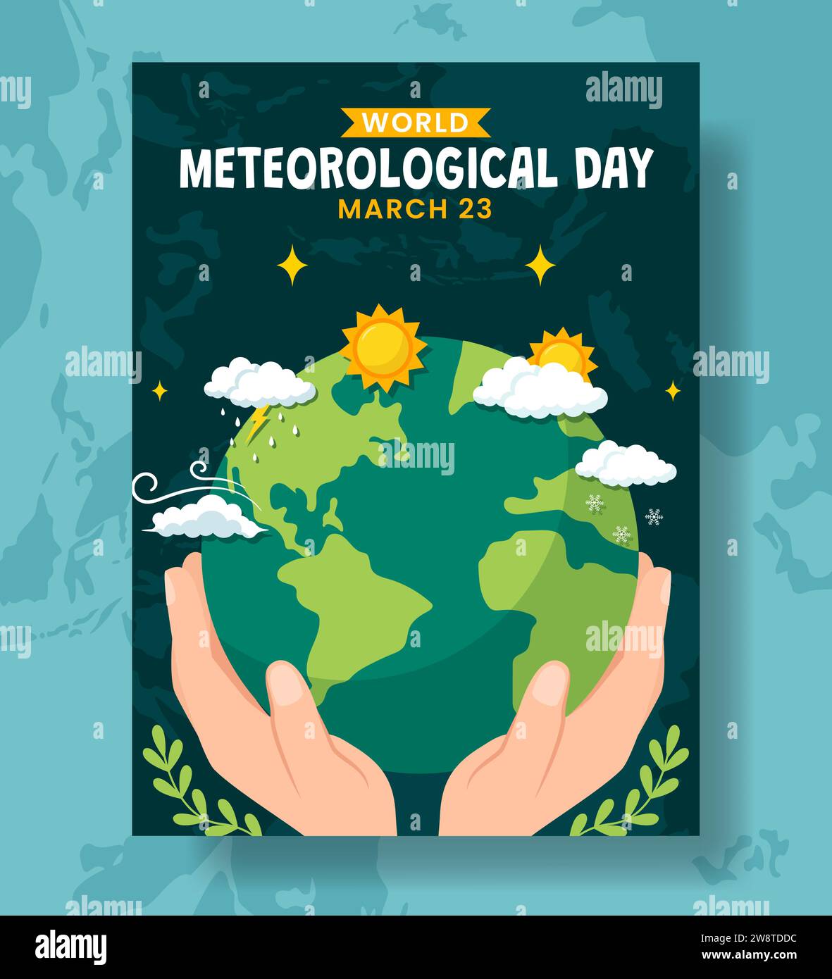 Meteorological Day Vertical Poster Flat Cartoon Hand Drawn Templates ...