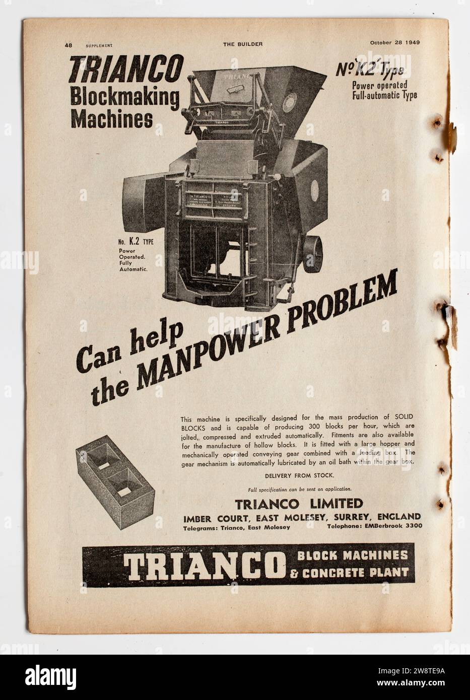 Advertising from a copy of 1940s The Builder Magazine - Trianco Block ...