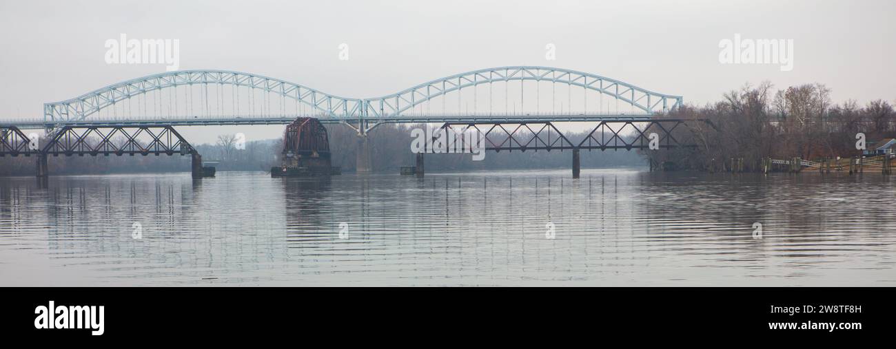 Panorama of a bridge over the Connecticut River Stock Photo - Alamy