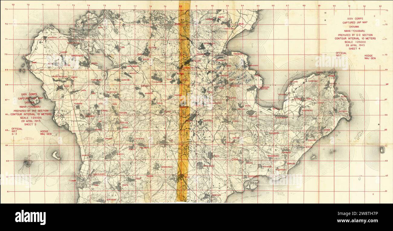 XXIV Corps Captured Jap Map Okinawa Naha-Yonabaru Prepared by G-2 ...