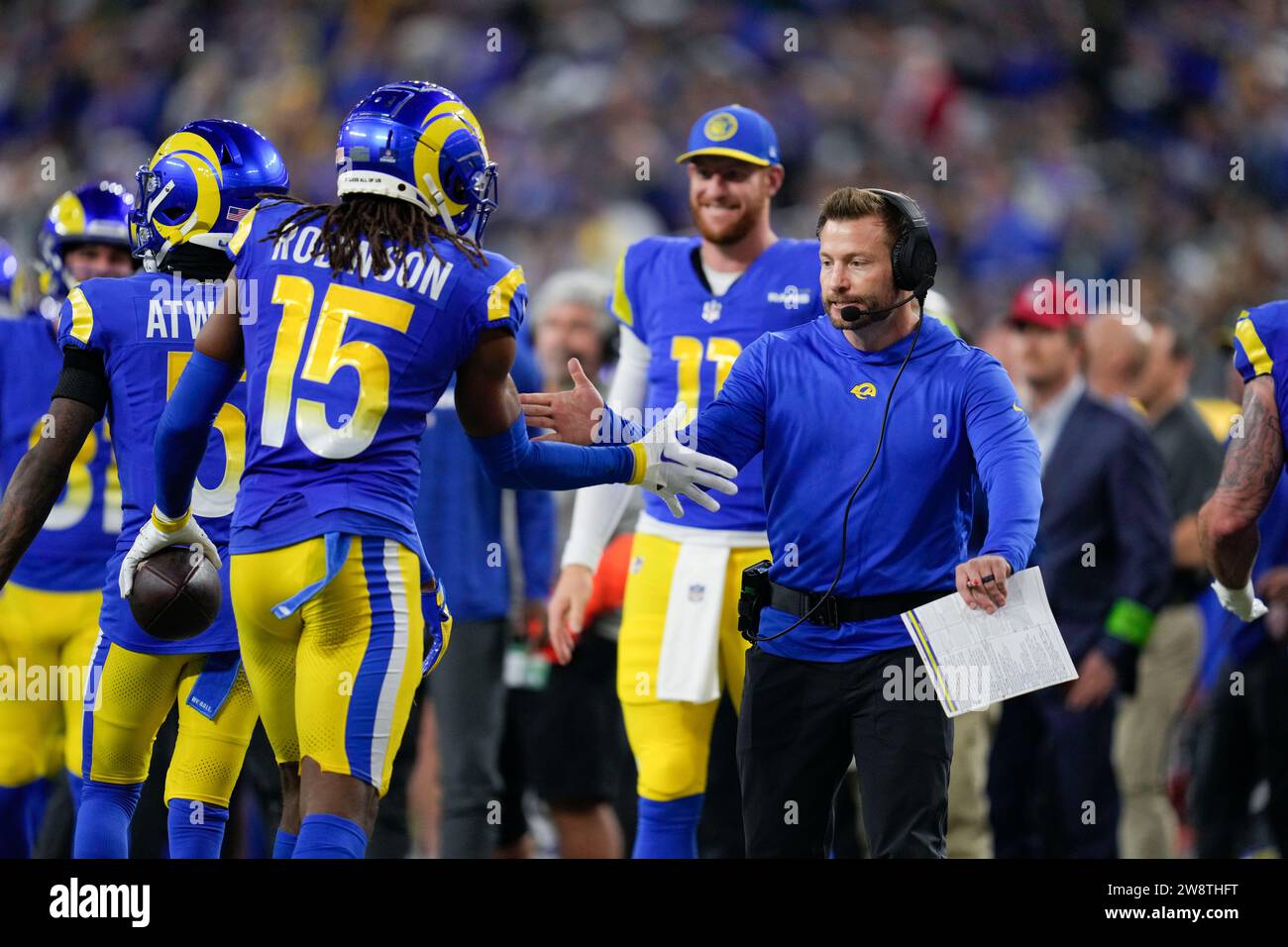 Los Angeles Rams wide receiver Demarcus Robinson (15) celebrates his ...