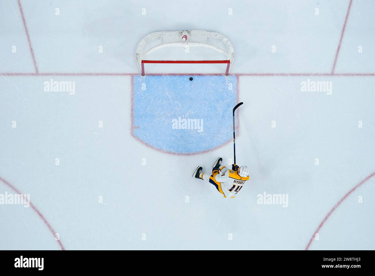 Nashville Predators' Gustav Nyquist scores an empty-net goal during the ...