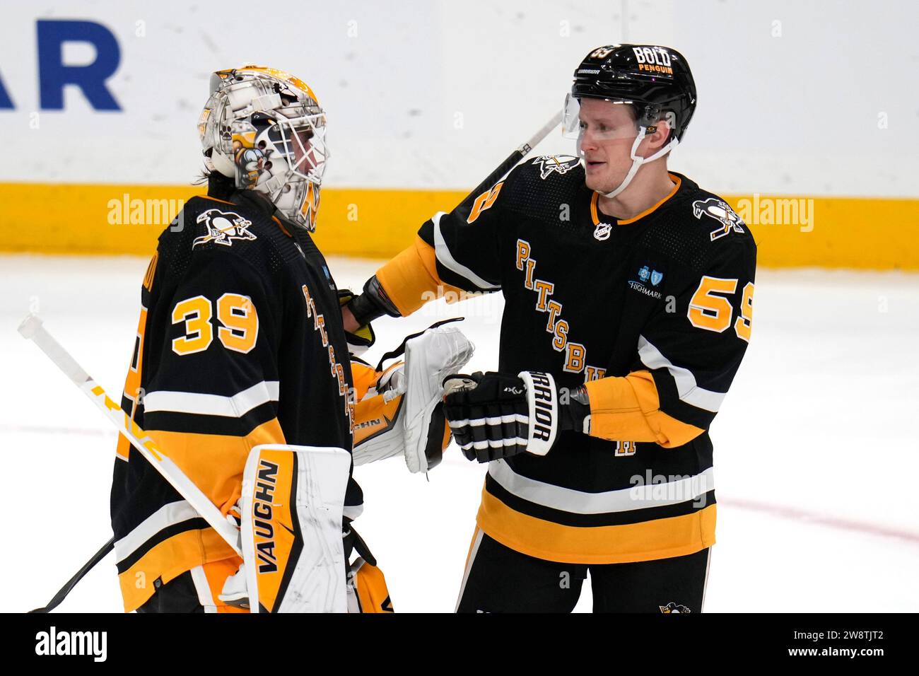 Pittsburgh Penguins goaltender Alex Nedeljkovic (39) celebrates with ...