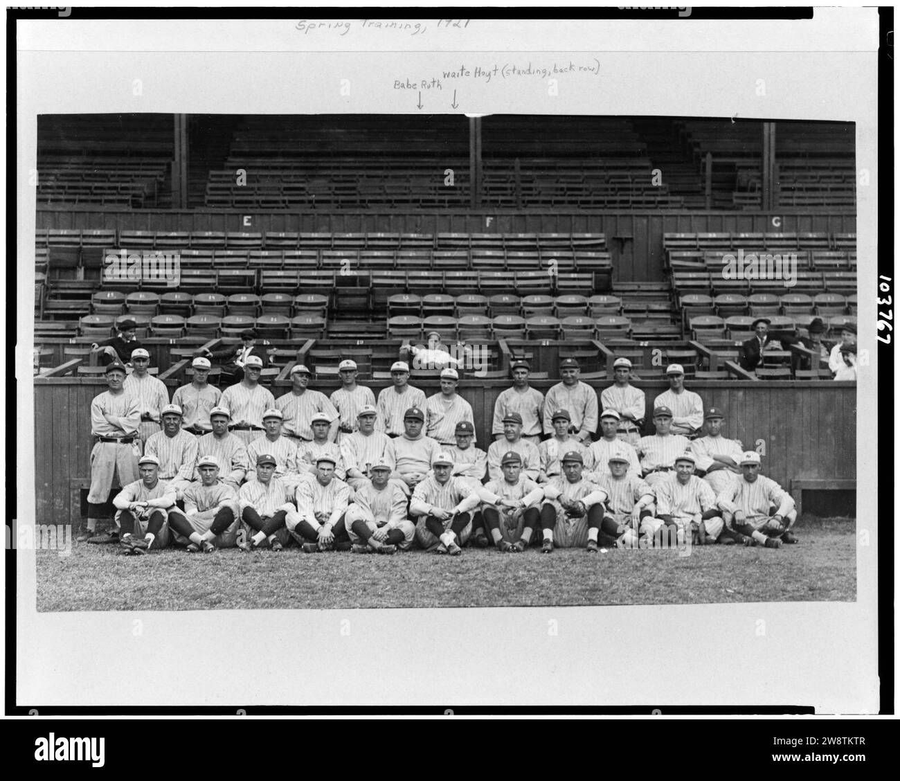 Yankees at New Orleans, posed in front of bleachers, spring training ...