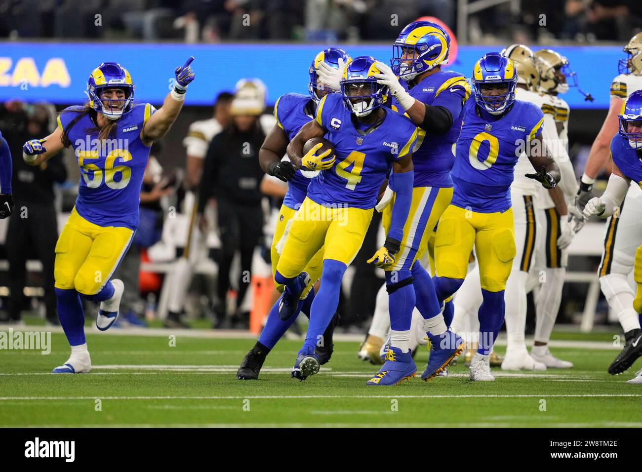 Los Angeles Rams safety Jordan Fuller (4) celebrates after intercepting ...