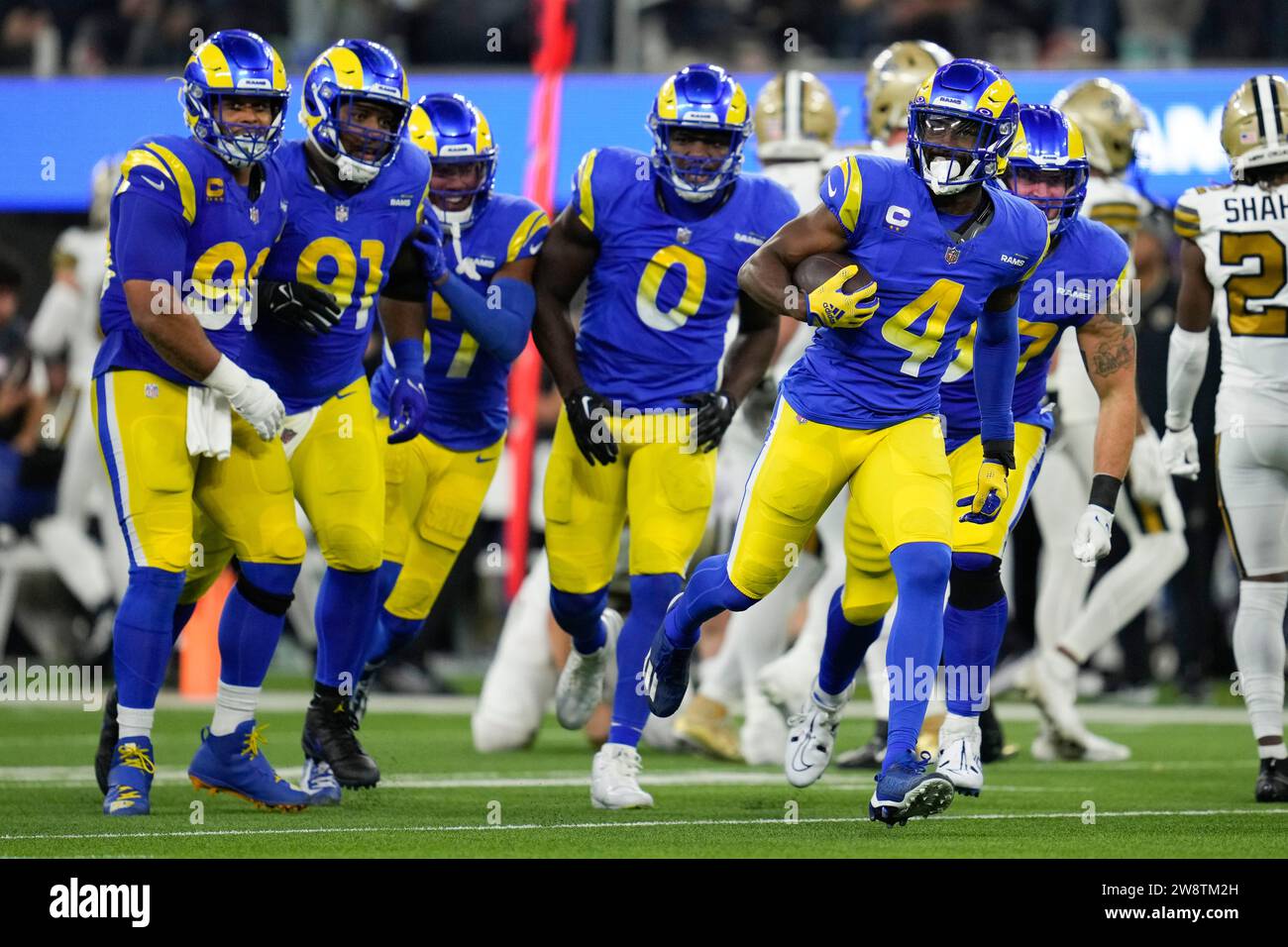 Los Angeles Rams safety Jordan Fuller (4) celebrates after intercepting ...