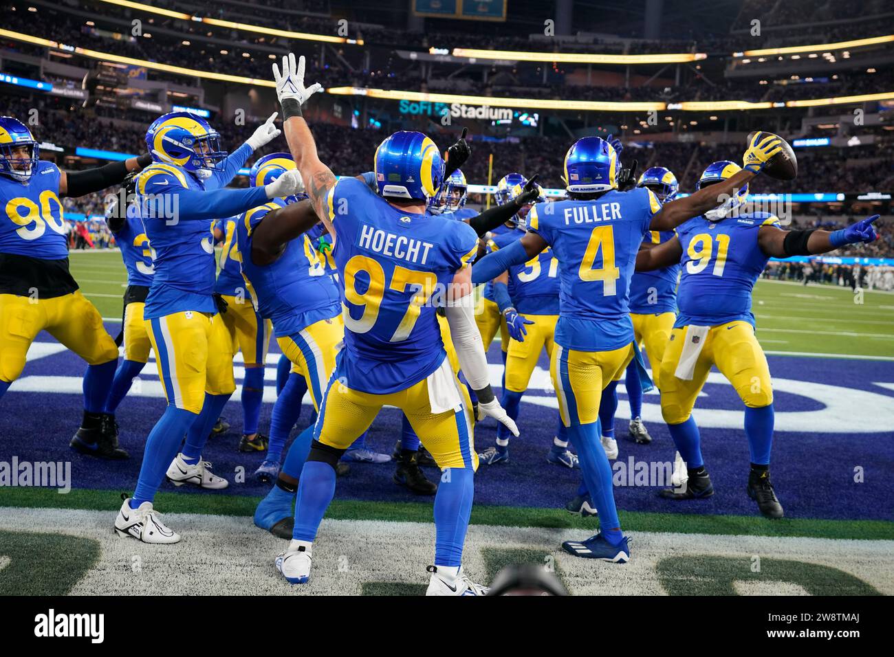 Los Angeles Rams safety Jordan Fuller (4) celebrates with teammates ...