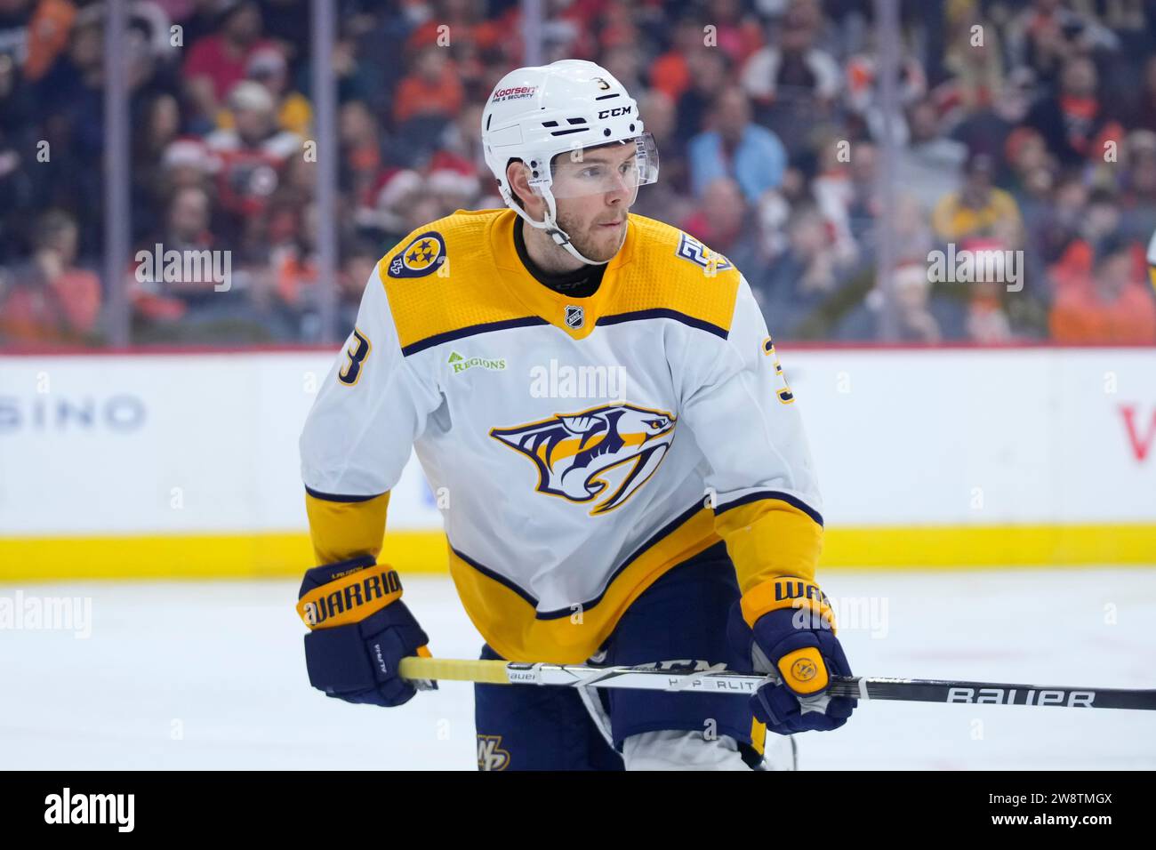 Nashville Predators' Jeremy Lauzon plays during an NHL hockey game ...