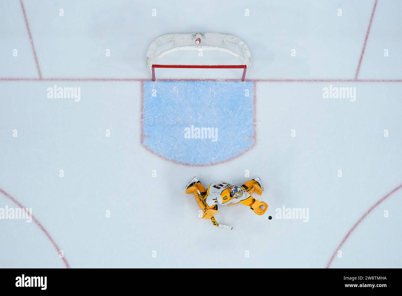 Nashville Predators' Juuse Saros plays during an NHL hockey game ...