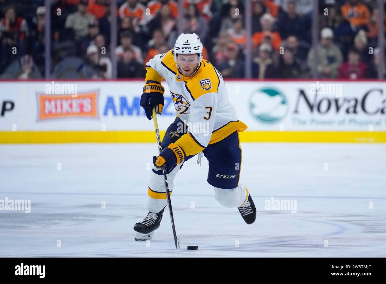 Nashville Predators' Jeremy Lauzon plays during an NHL hockey game ...