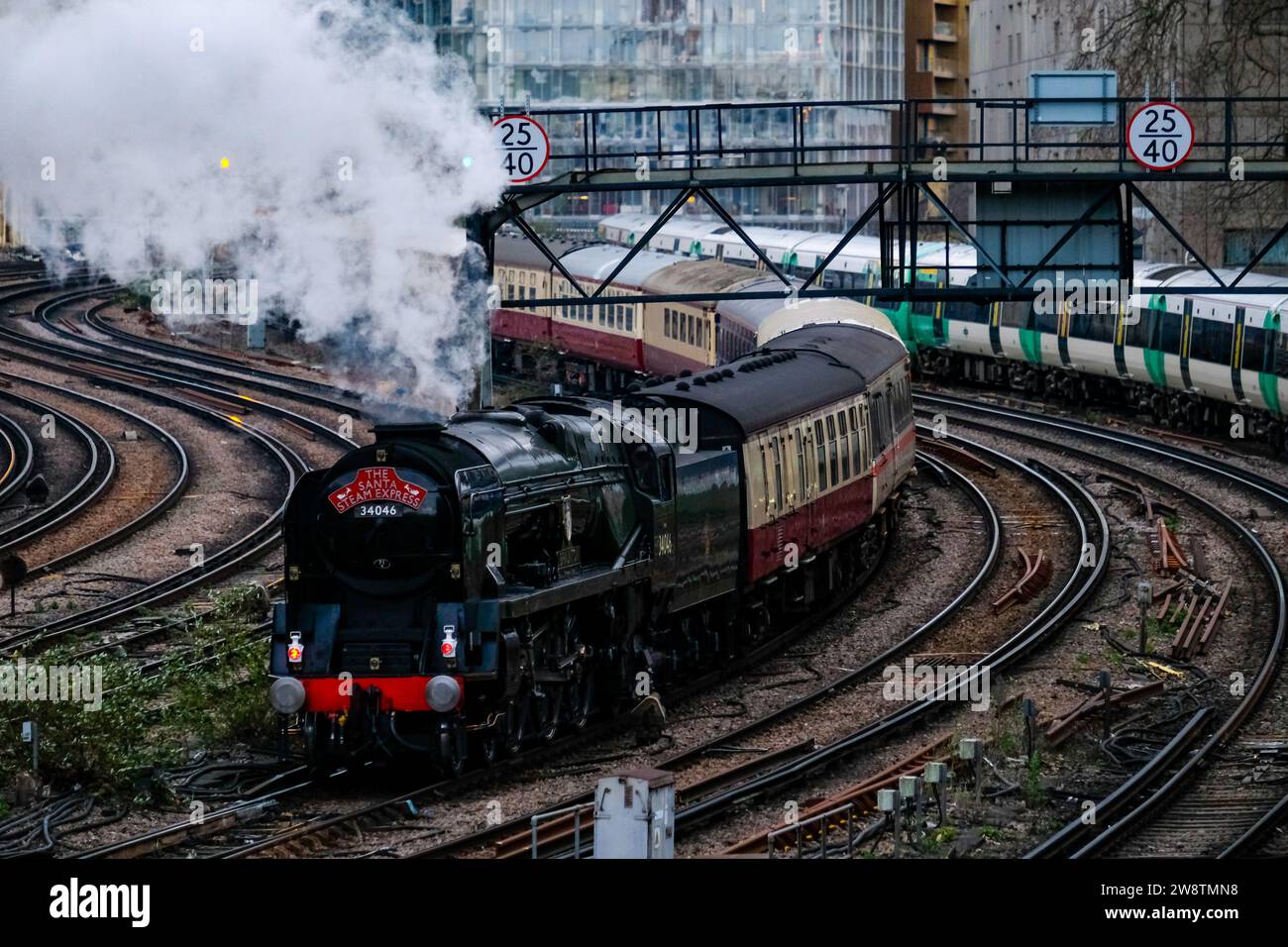 London, UK. 16th December, 2023. The Santa Steam Express, a festive ...