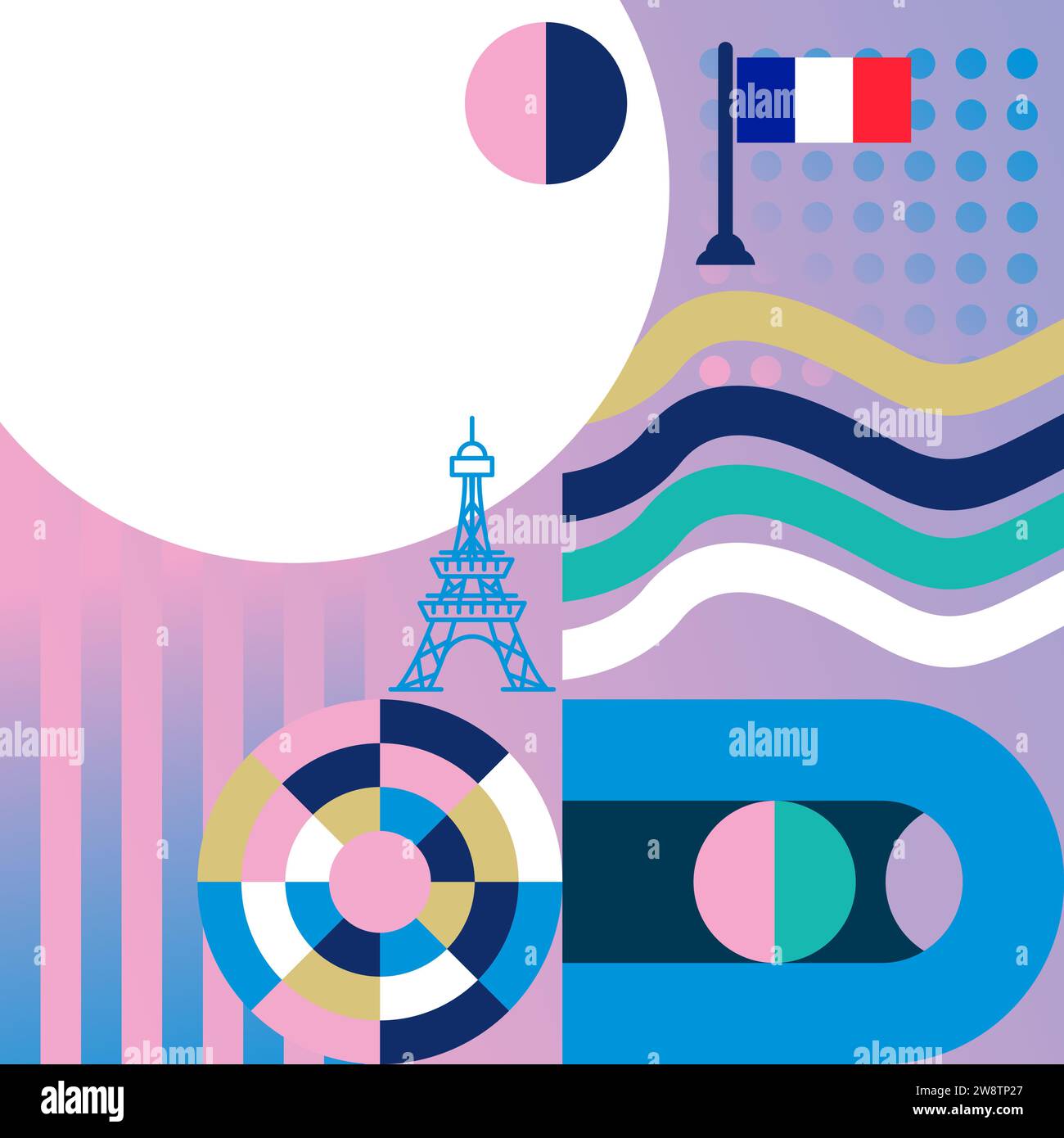 social media paris themed banner design. Geometric decoration ...