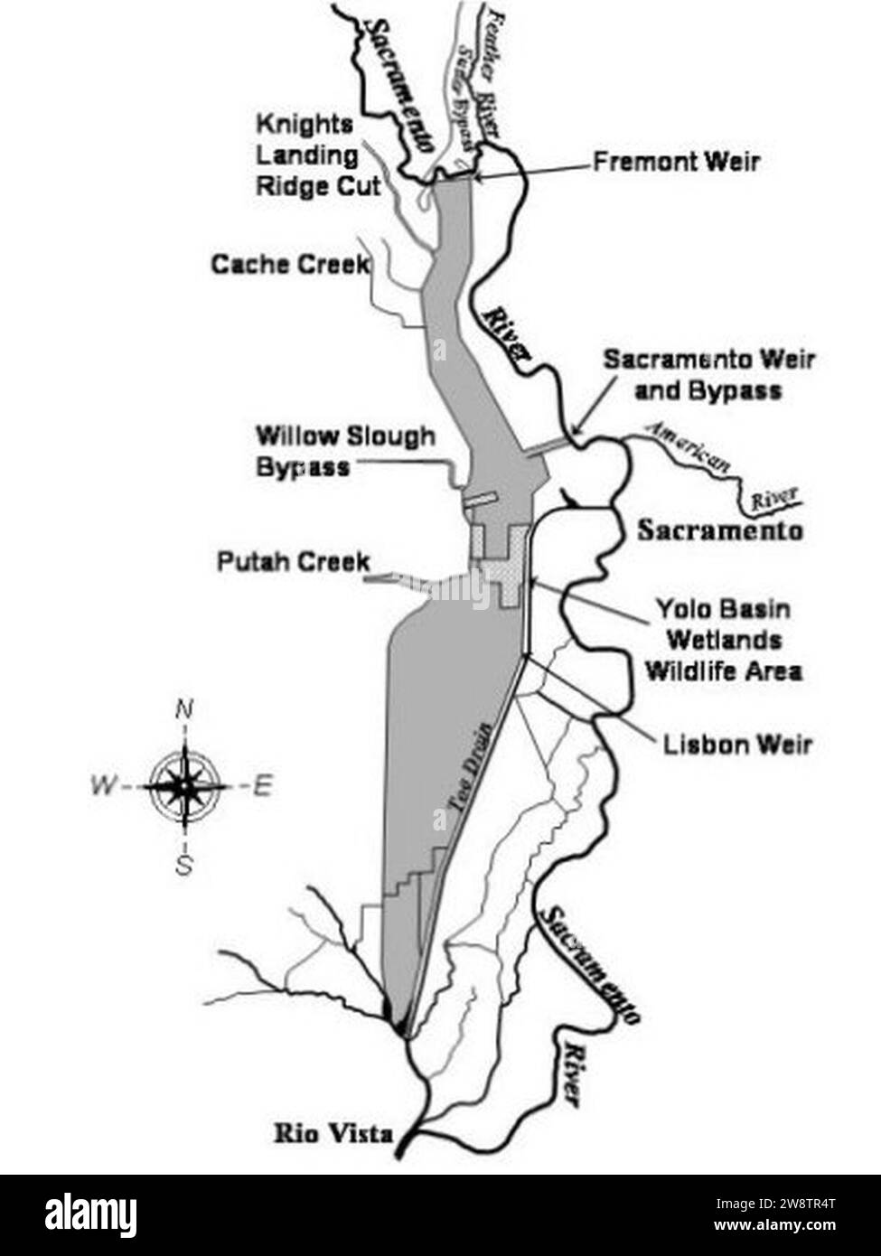 Yolo Bypass Schematic Map Stock Photo - Alamy