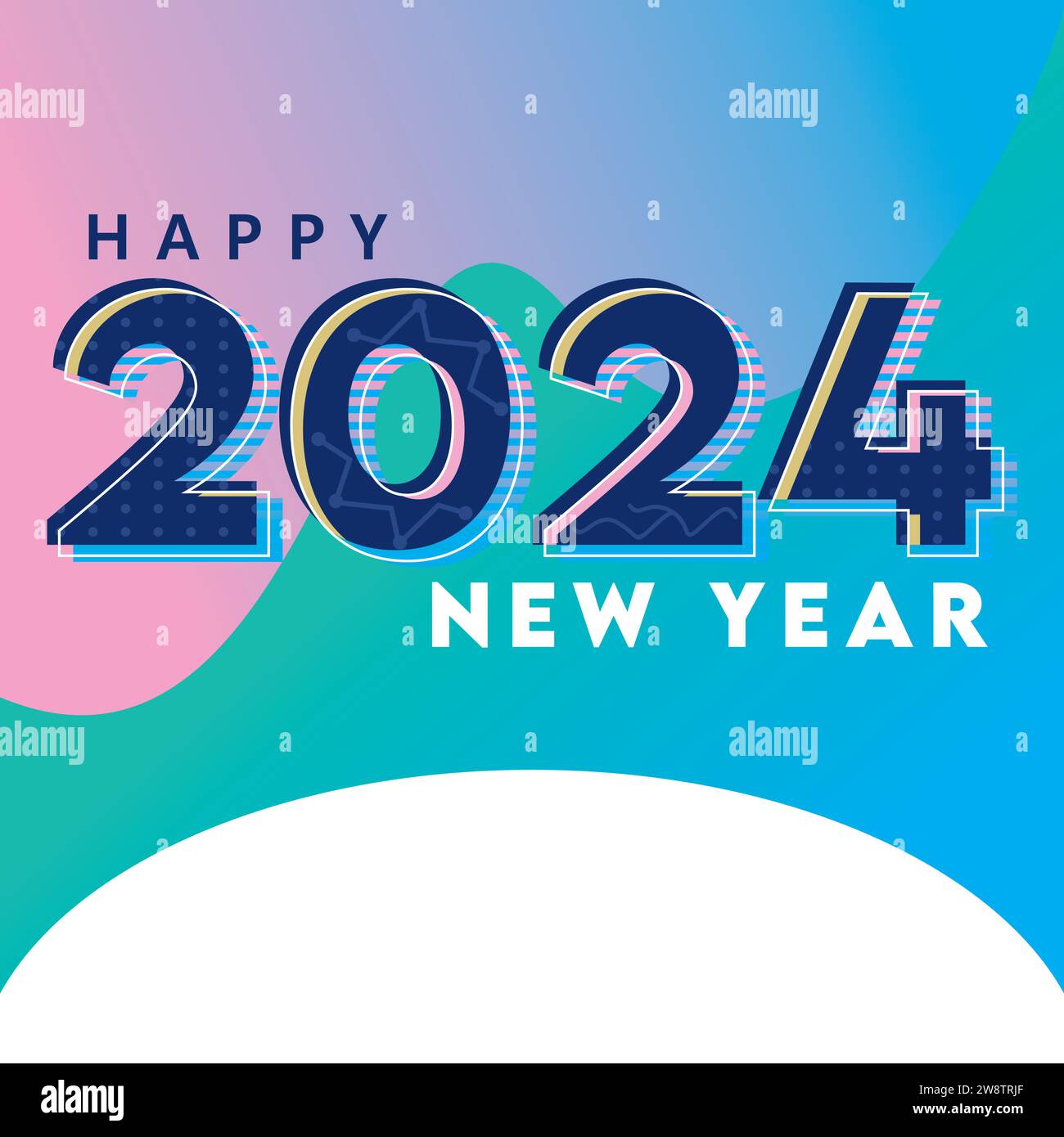 calendar text 2024 logo design concept with geometric, pink, white ...