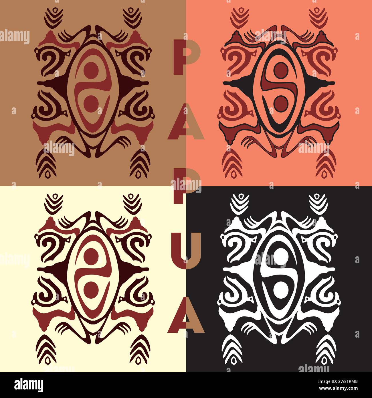 ethnic batik from Papua Indonesia with color maroon and black, vector ...