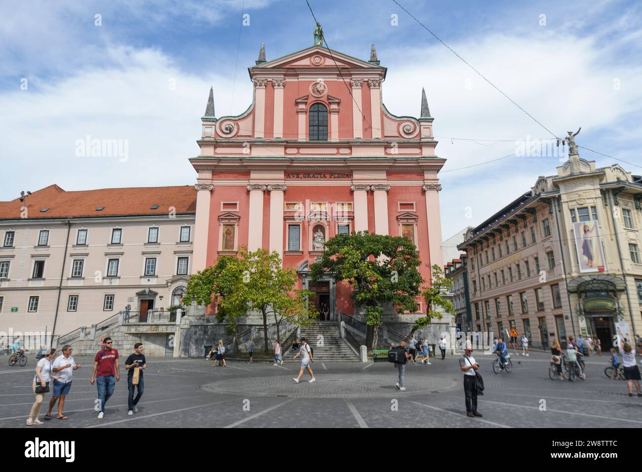 Ljubljana: Preseren square (Preseren trg), with Franciscan Church of ...