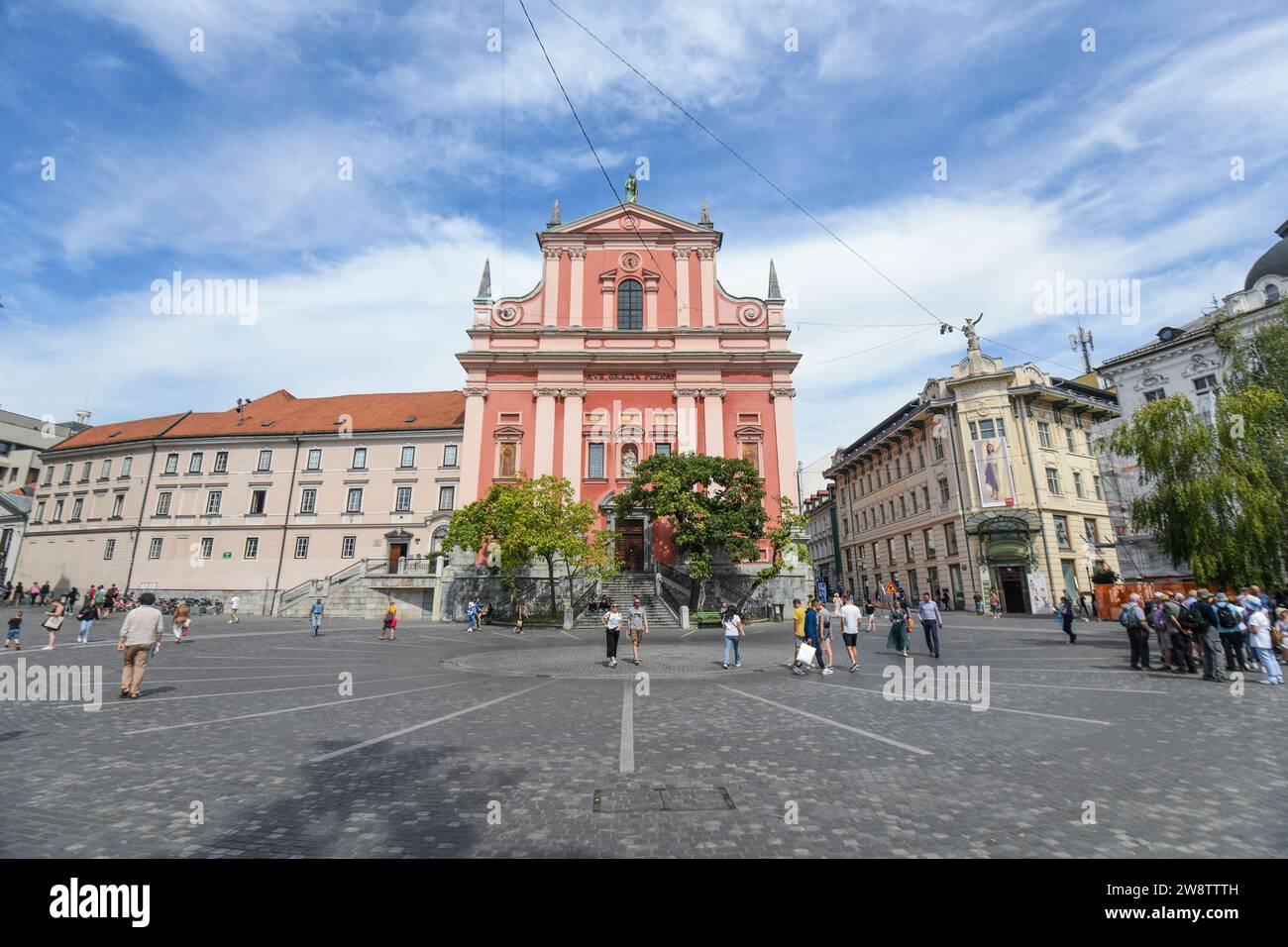 Ljubljana: Preseren square (Preseren trg), with Franciscan Church of ...