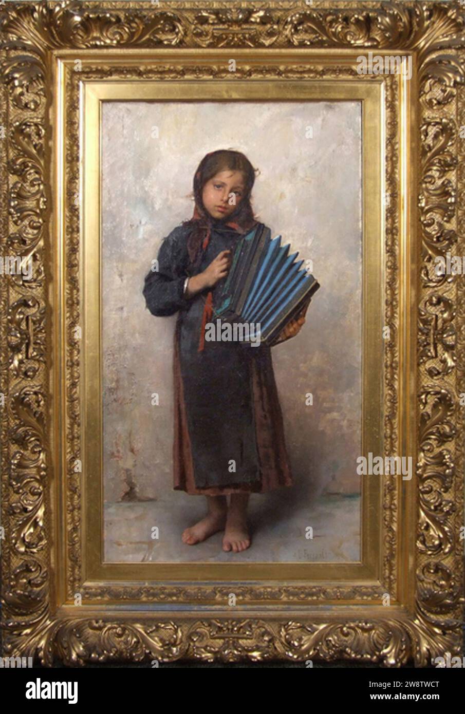 Young girl with accordion (1890), by Léon Bazile Perrault Stock Photo ...