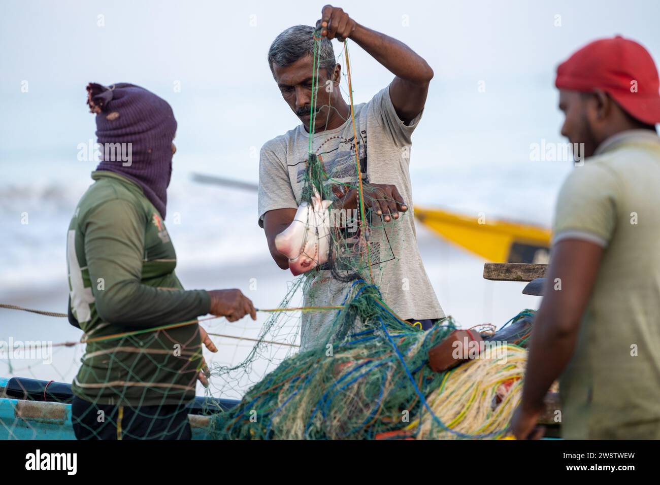 Colombo, Colombo, Sri Lanka. 20th Dec, 2023. A fisherman selling fish ...