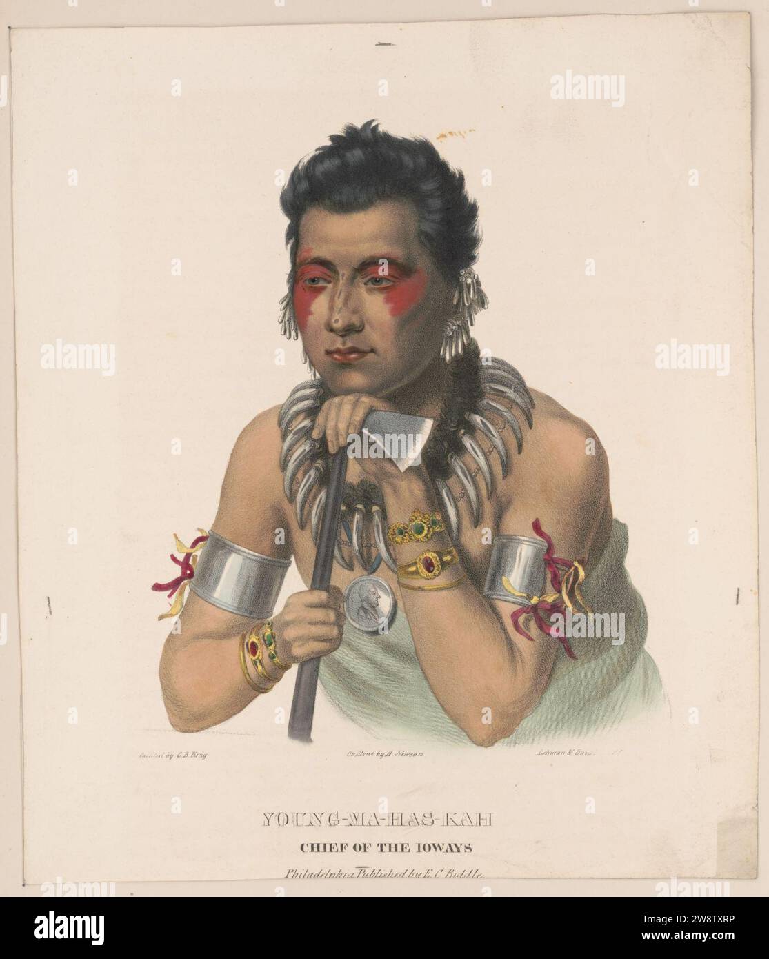 Young-Ma-Has-Kah, chief of the Ioways - painted by C.B. King ; on stone ...