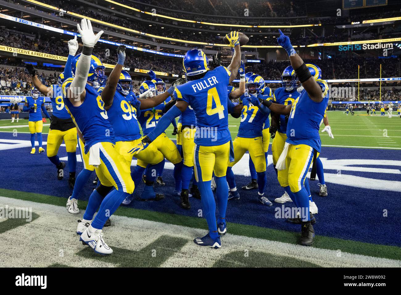 Los Angeles Rams safety Jordan Fuller (4) celebrates his interception ...