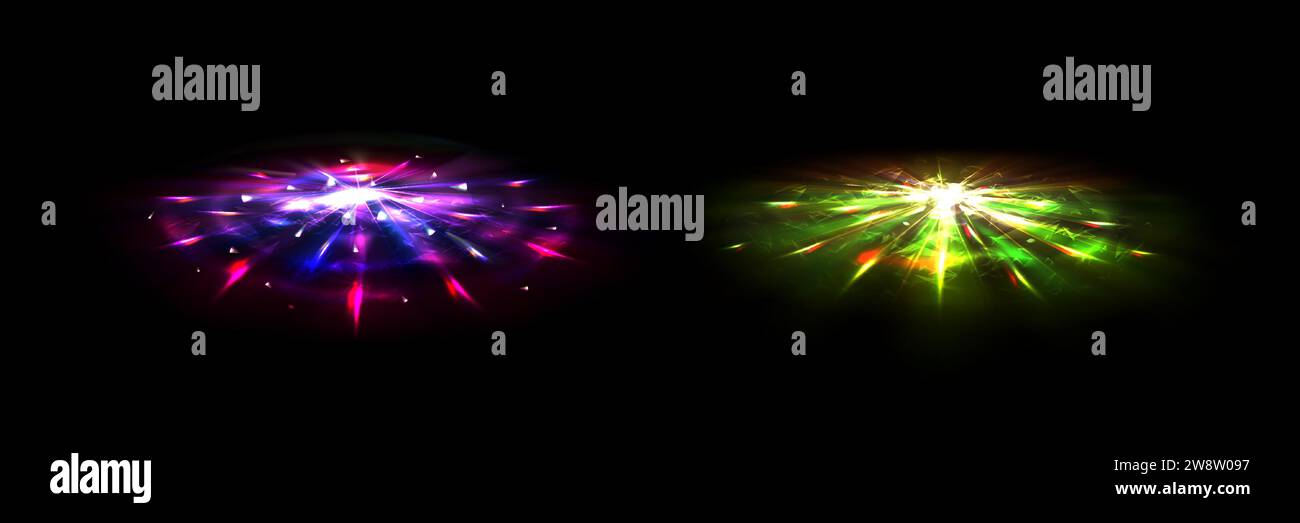 Light from prism or diamond with rainbow hologram shining flare ...