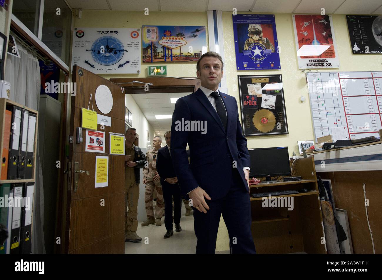 Safawi, Jordan. 21st Dec, 2023. France's President Emmanuel Macron ...