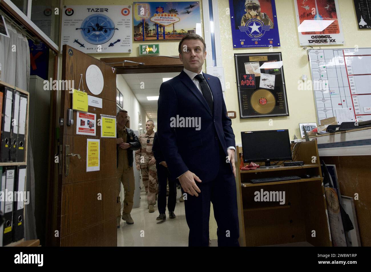 Safawi, Jordan. 21st Dec, 2023. France's President Emmanuel Macron ...