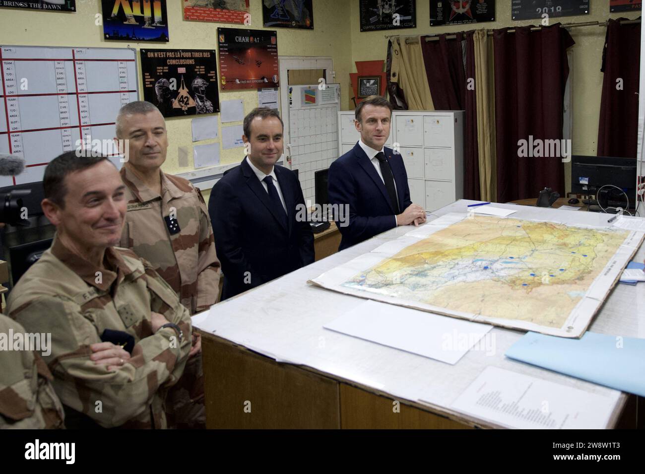 Safawi, Jordan. 21st Dec, 2023. France's President Emmanuel Macron ...