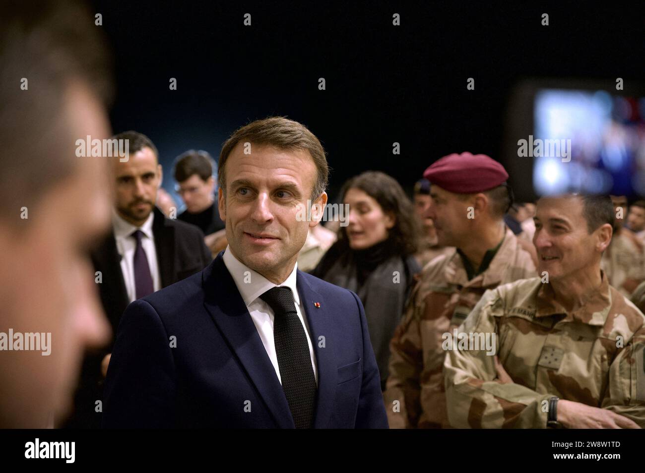 Safawi, Jordan. 21st Dec, 2023. French President Emmanuel Macron meets ...