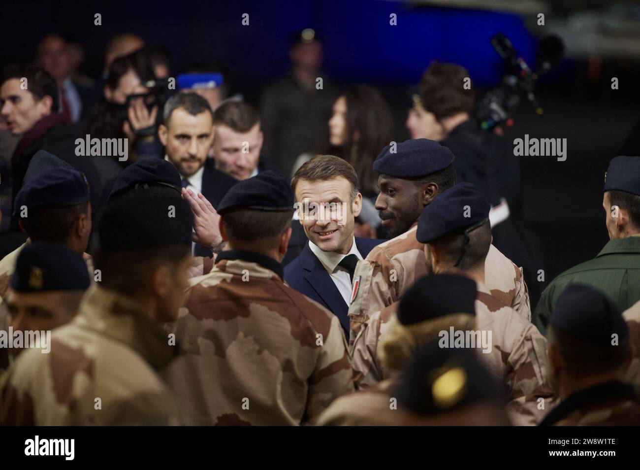 Safawi, Jordan. 21st Dec, 2023. French President Emmanuel Macron meets ...