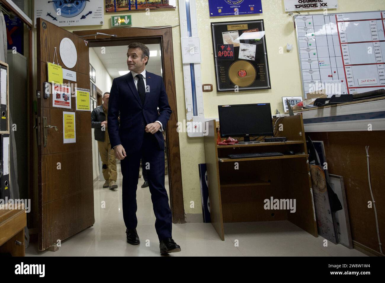 Safawi, Jordan. 21st Dec, 2023. France's President Emmanuel Macron ...