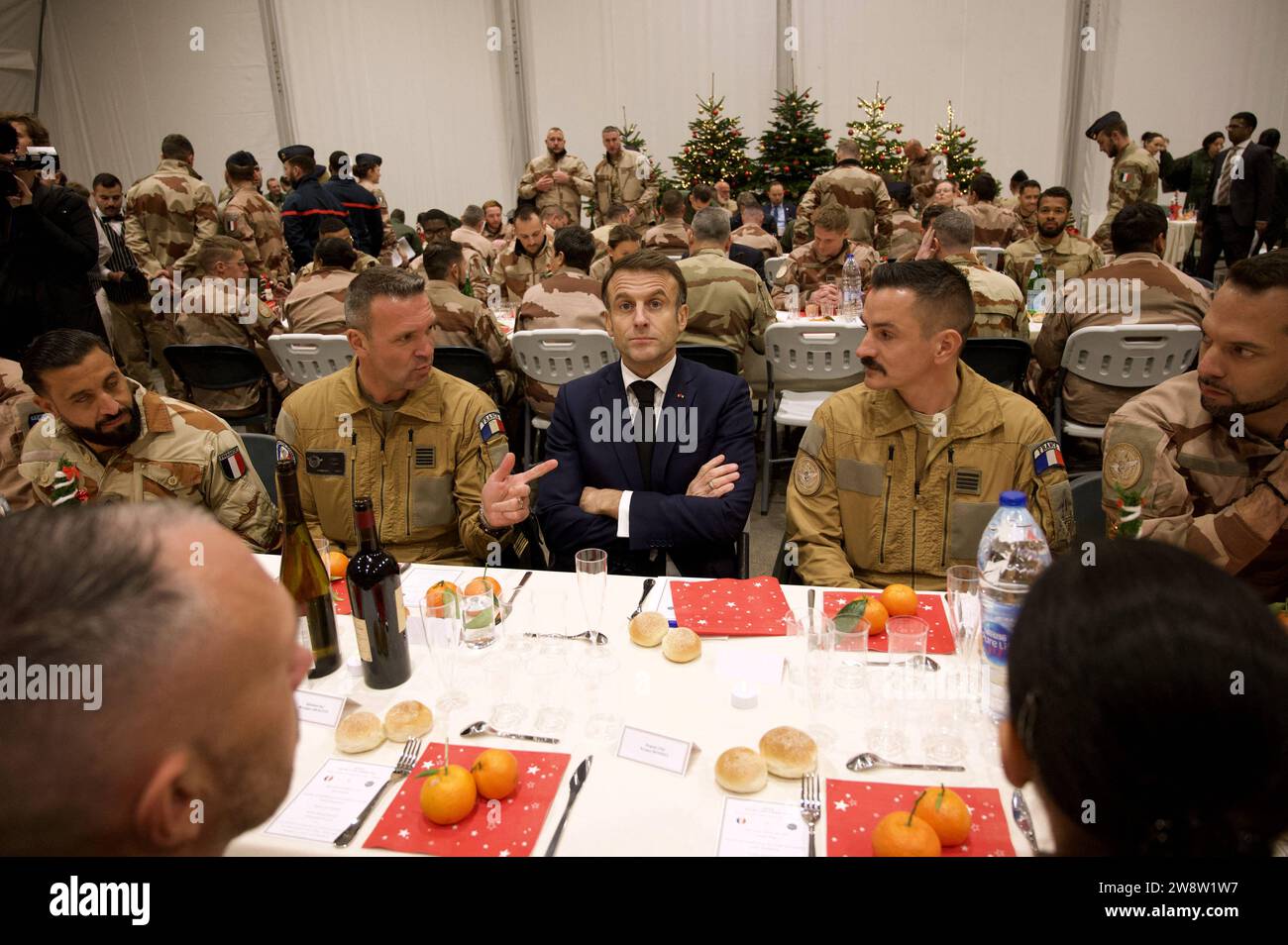 Safawi, Jordan. 21st Dec, 2023. France's President Emmanuel Macron ...