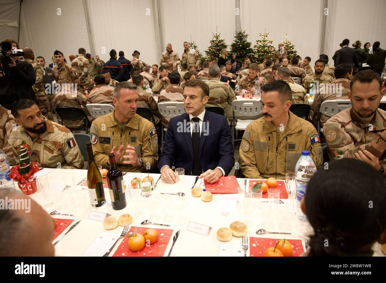 Safawi, Jordan. 21st Dec, 2023. France's President Emmanuel Macron ...