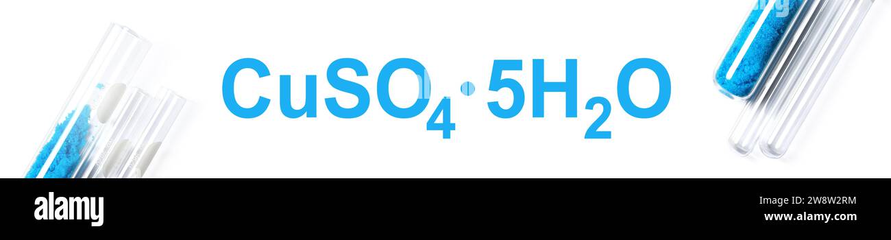Copper(II) sulfate in test tube with chemical formula. Chemical ...