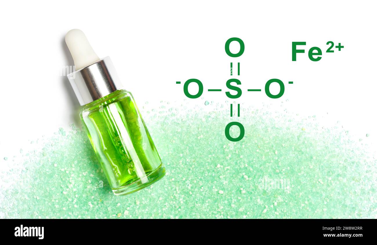 Iron (II) sulfate liquid in dropper bottle place on Ferrous Sulfate ...