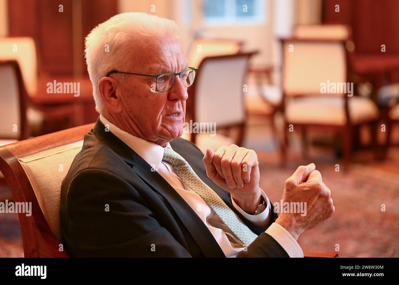 Stuttgart, Germany. 20th Dec, 2023. Winfried Kretschmann (Alliance 90 ...