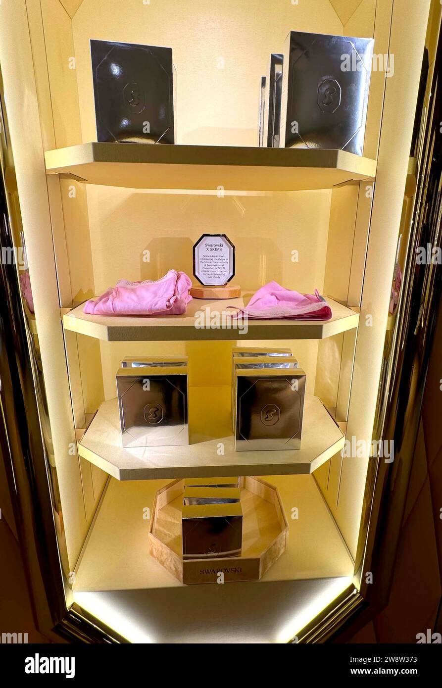 New York, New York, USA. 21st Dec, 2023. A display of Swarovski X SKIMS ...