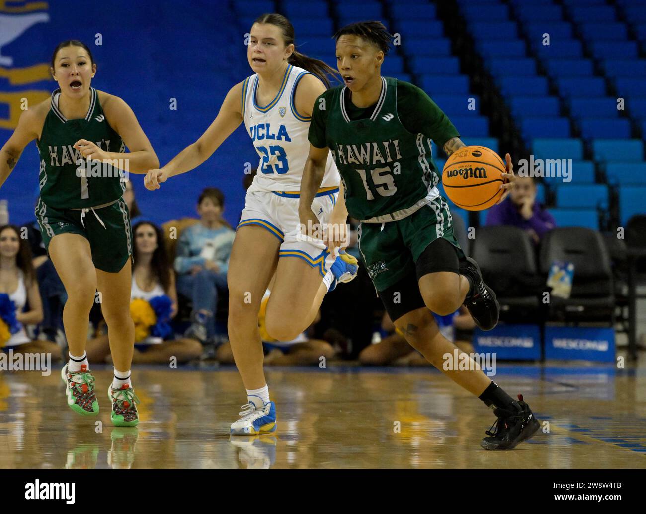Hawaii guard Daejah Phillips steals the ball from UCLA Gabriela Jaquez ...