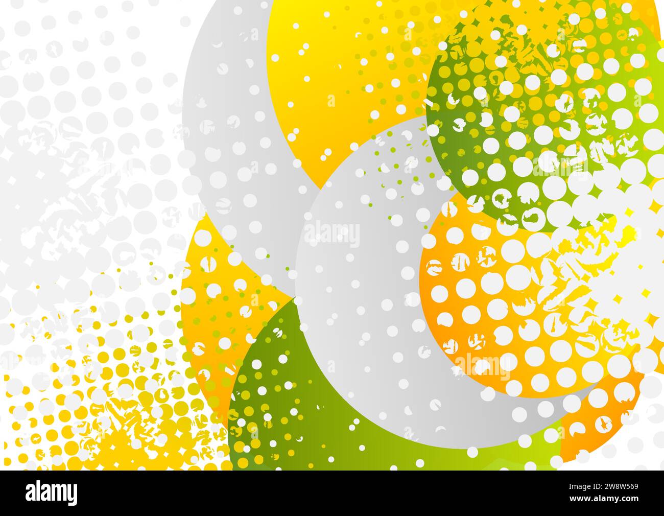 Orange and green contrast circles tech grunge abstract background ...