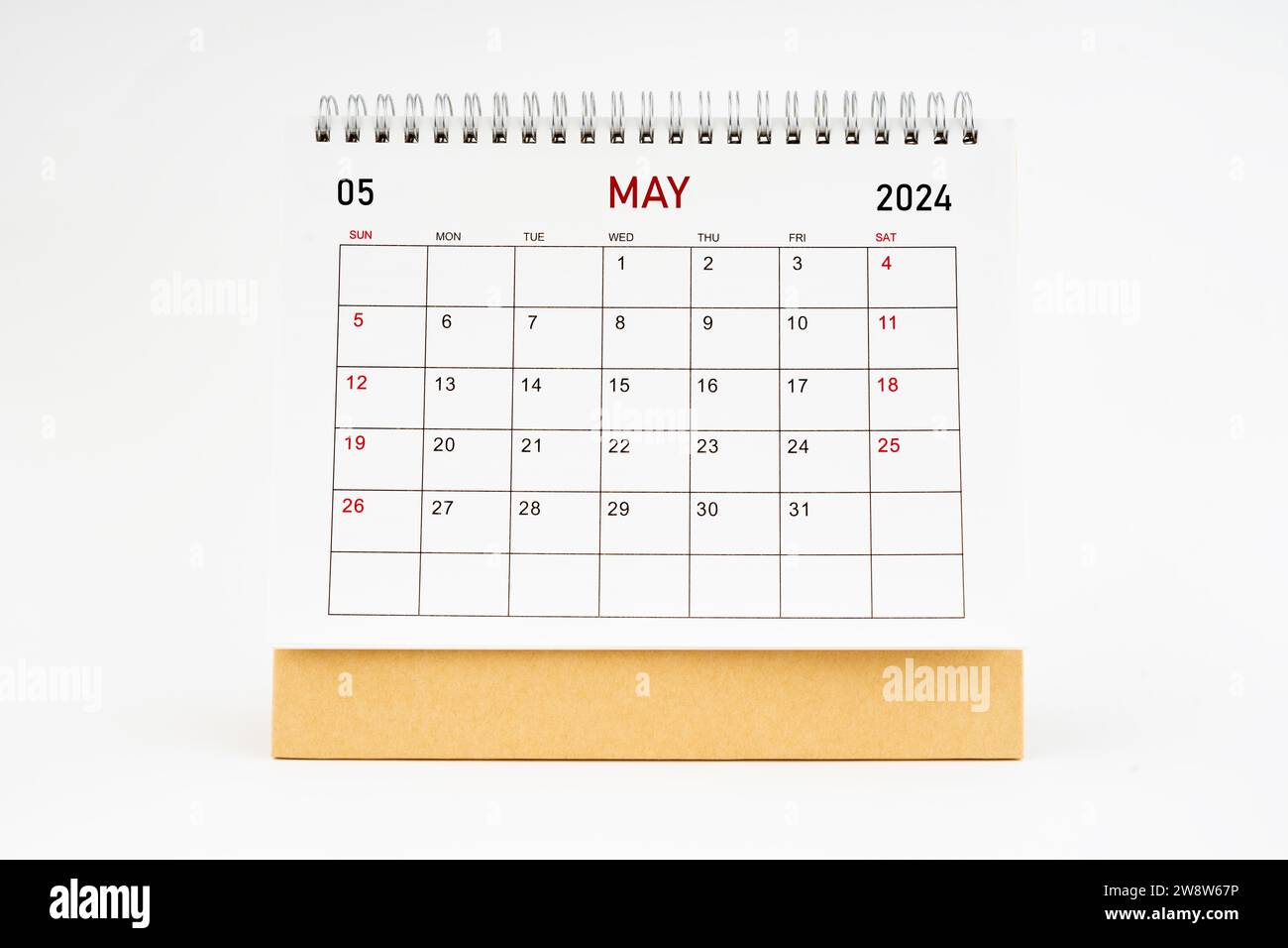 May 2024 desktop calendar isolated on white background, Planing or ...