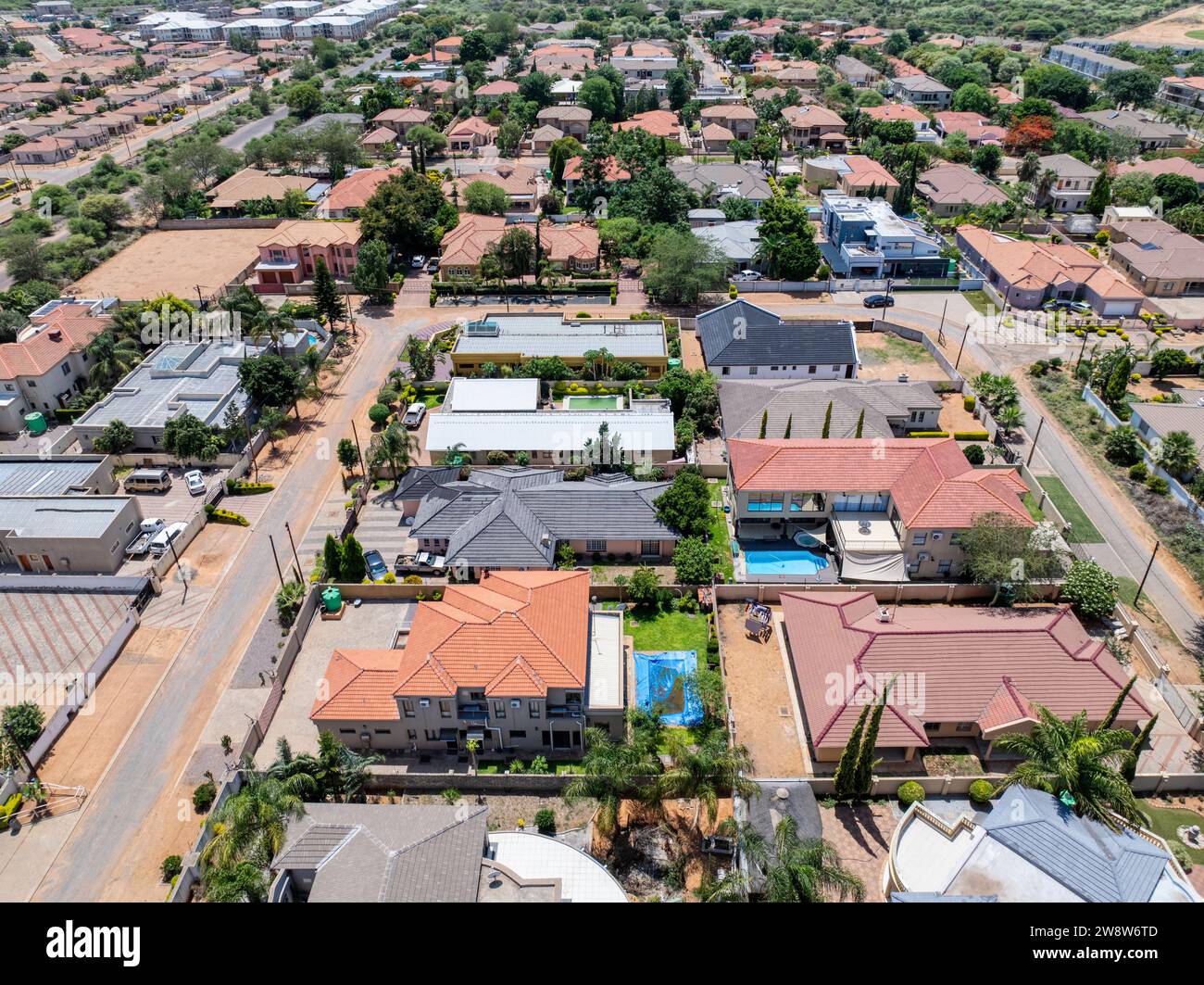 aerial view Gaborone, view of a residential area daytime Stock Photo ...
