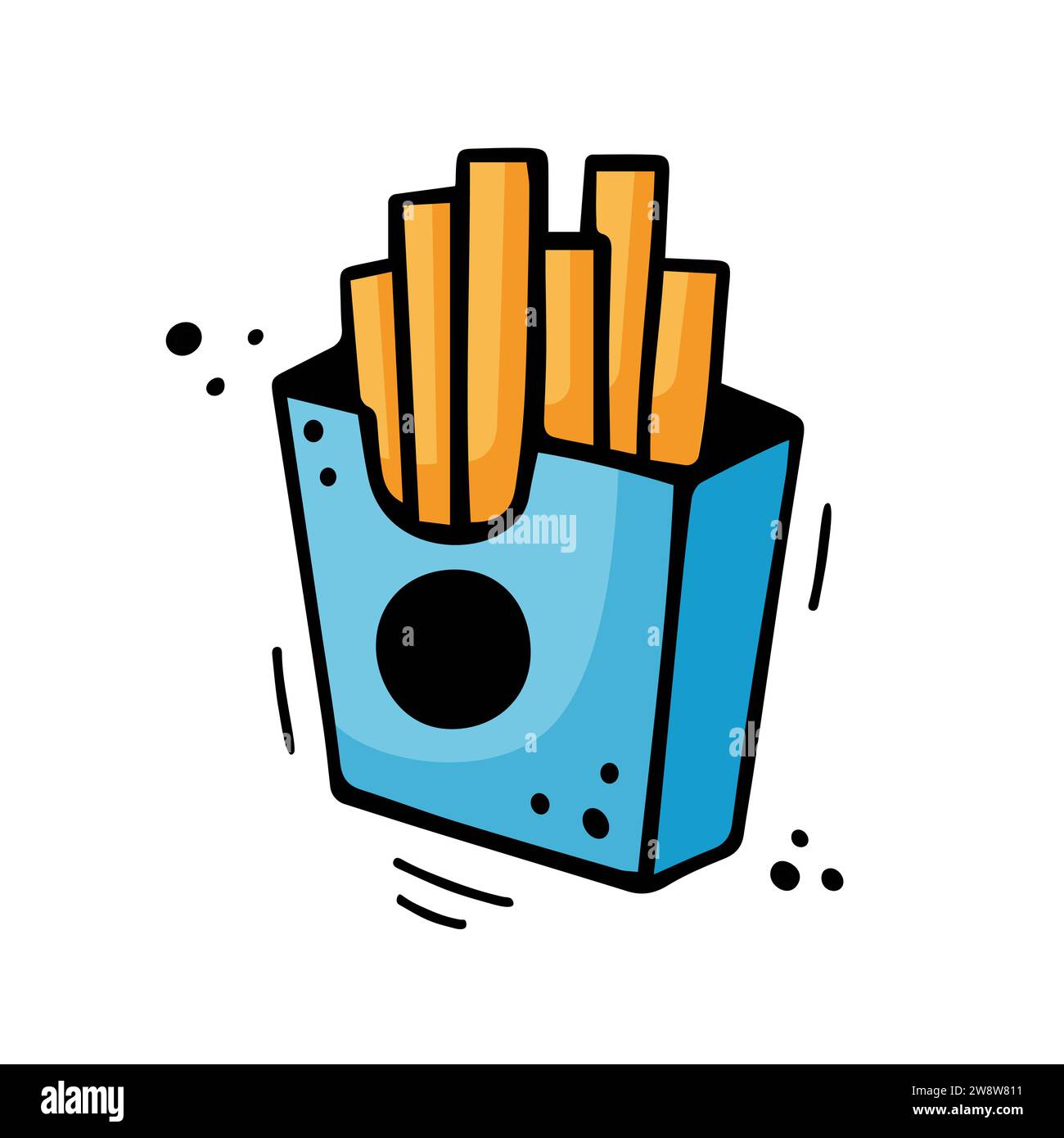 Sketch of French fries box. Hand drawn fast food illustration in doodle ...