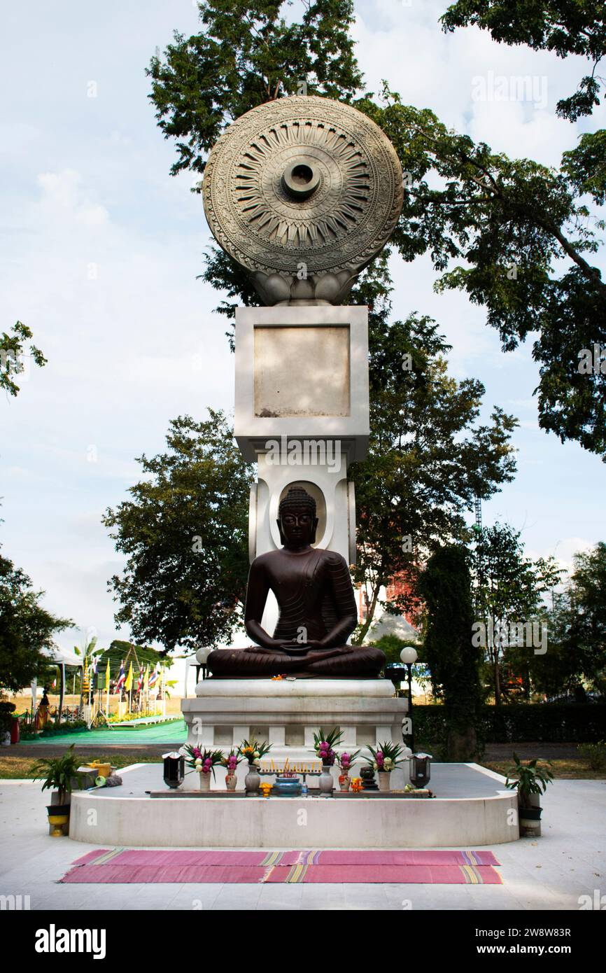 Ancient beautiful buddha in Dhamma practice area of Wat Maheyong temple ...