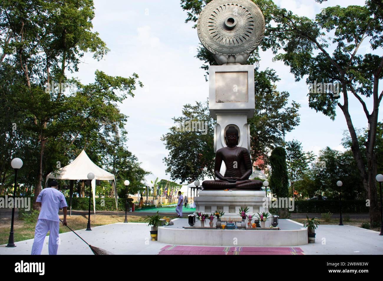 Ancient beautiful buddha in Dhamma practice area of Wat Maheyong temple ...