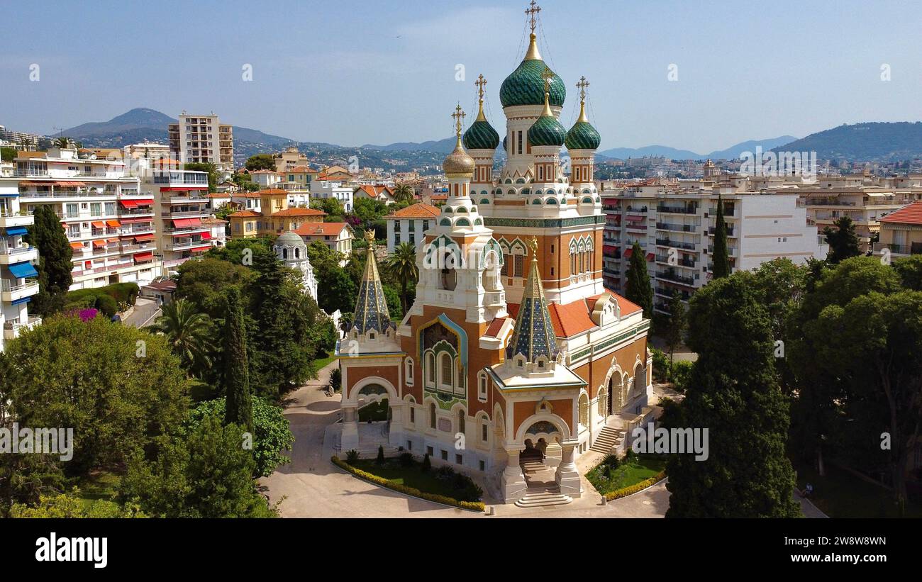 drone photo Saint-Nicolas cathedral Nice France Europe Stock Photo - Alamy