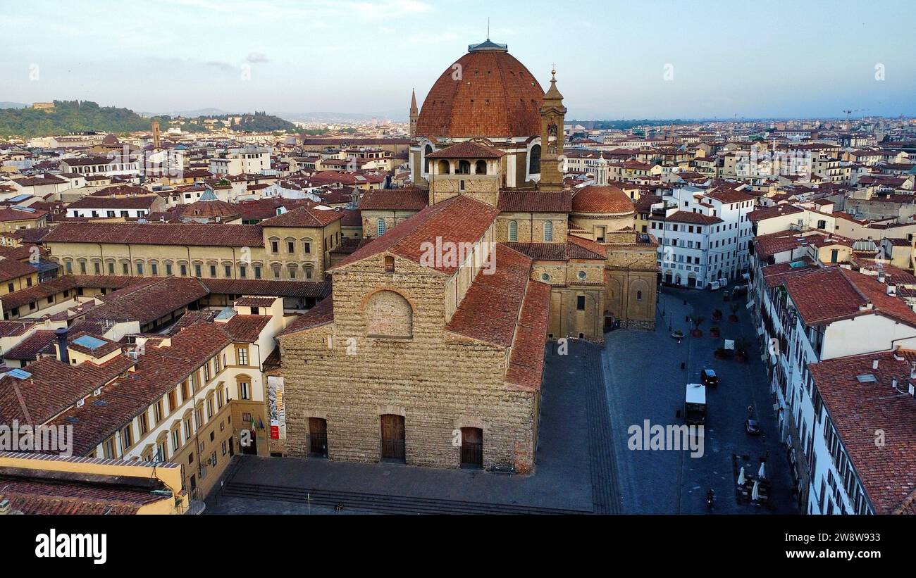 drone photo San Lorenzo Basilica Florence Italy Europe Stock Photo - Alamy