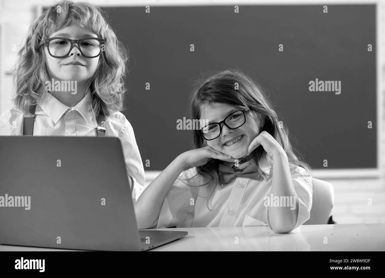 School friends learning together. Friendly classmates in school uniform ...