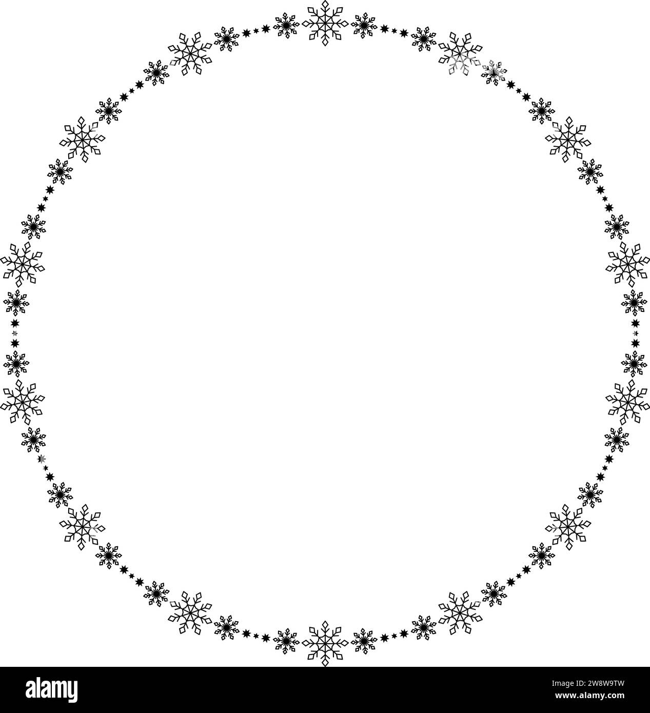 Snowflake circle frame. Winter snowflake round border Stock Vector ...